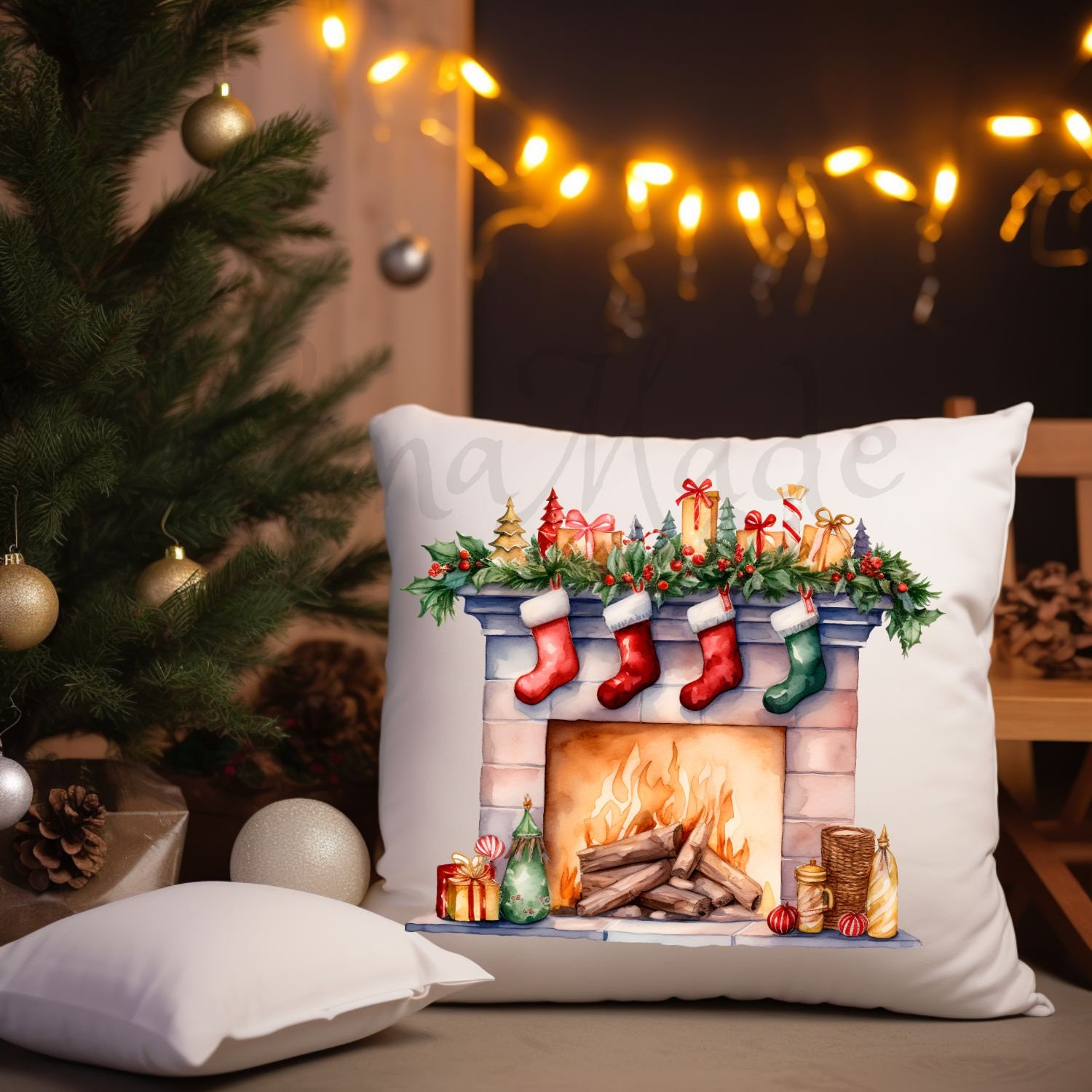 Christmas Clipart Fireplace With Christmas Stockings, High Quality PNG ...