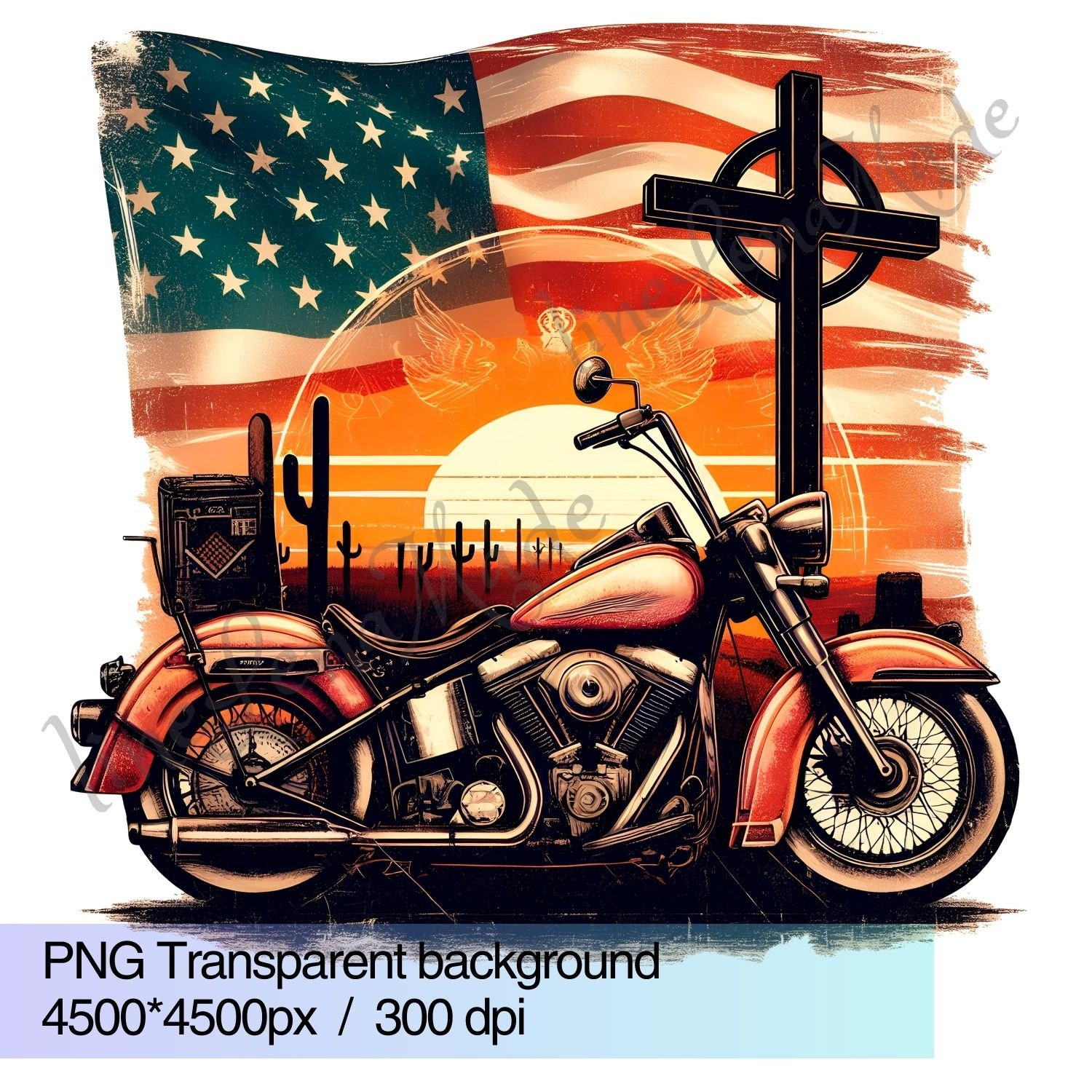 Patriotic Christian Print in PNG, Real Men Pray With Cross/ Motorcycle ...