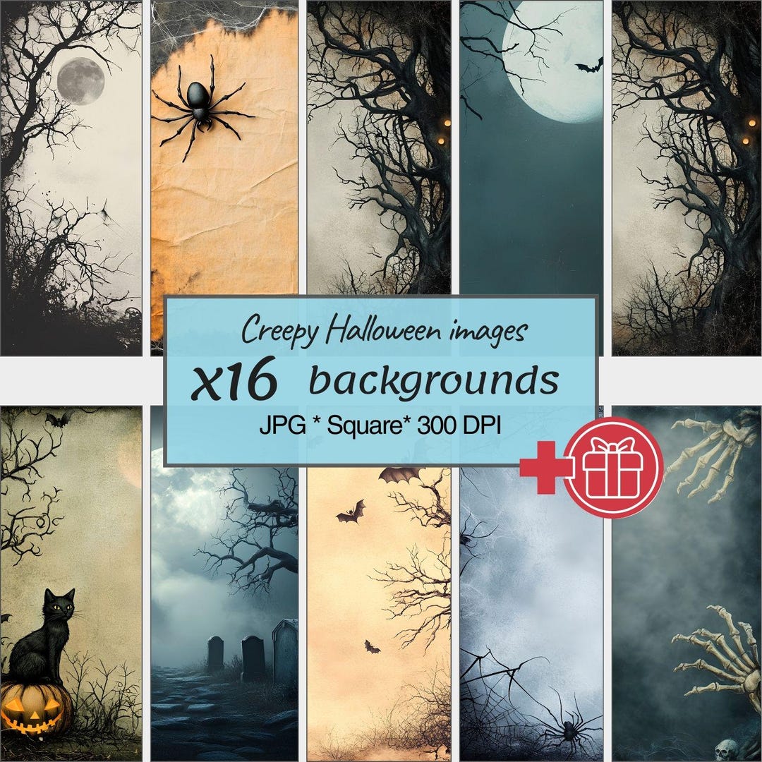 Halloween Digital Backgrounds - Set of 16 Square Jpgs, Featuring ...