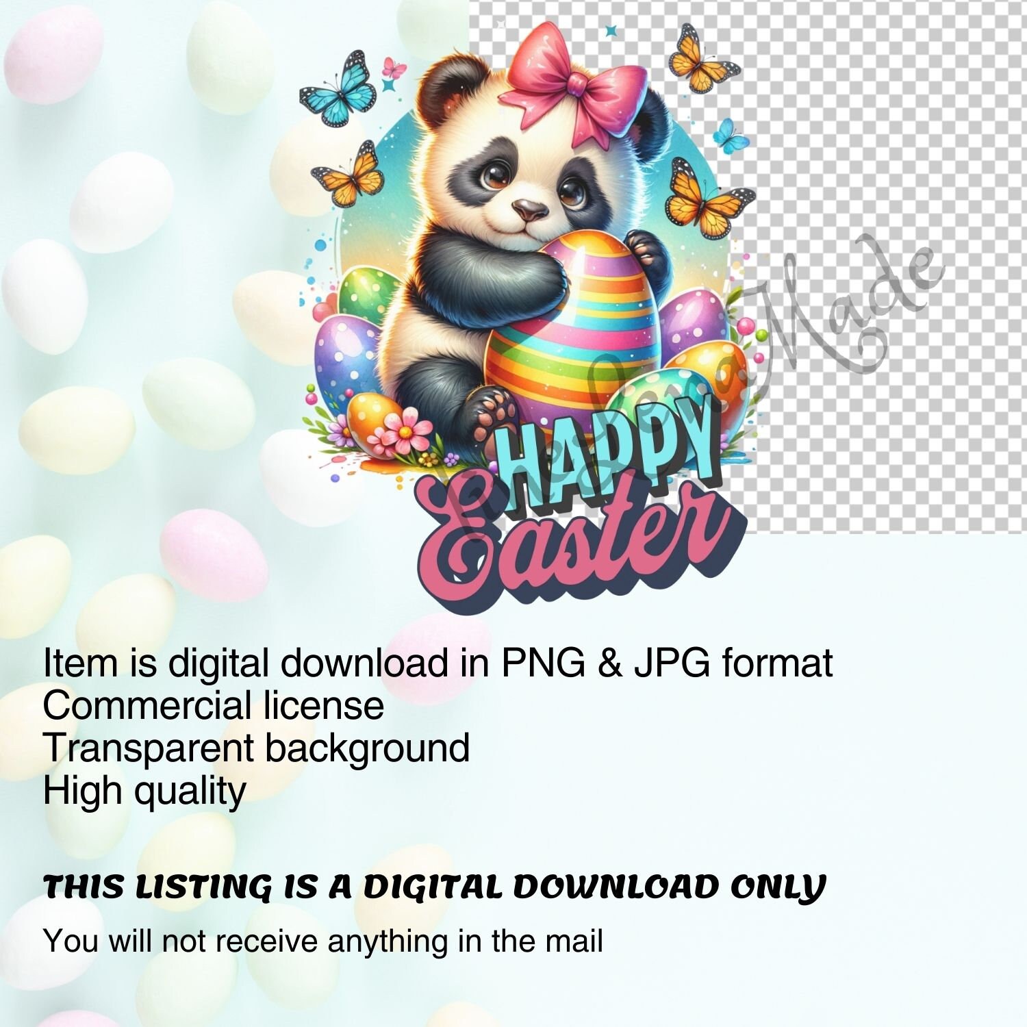 Easter Panda PNG, Easter Clipart PNG, Spring Clipart for All Your ...