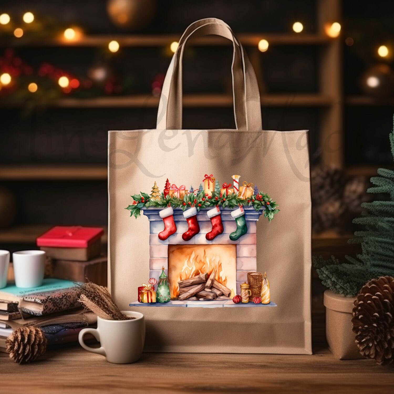 Christmas Clipart Fireplace With Christmas Stockings, High Quality PNG ...