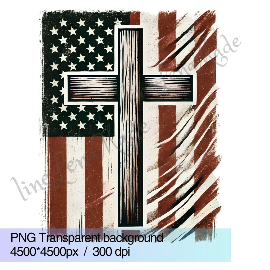 Rustic Wooden Cross With Tattered American Flag, Vintage Patriotic ...
