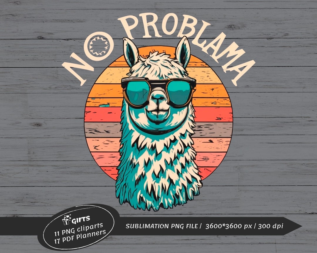 No Prob Llama - PNG Digital File. Watercolor Clipart. Design ...