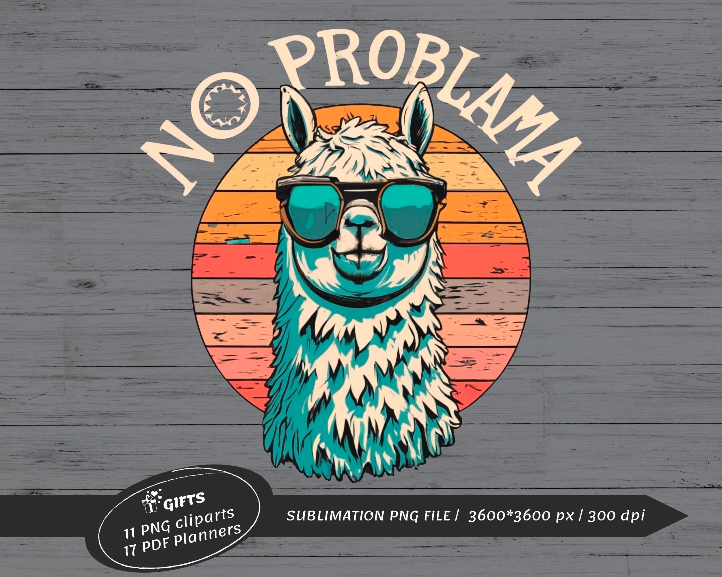 No Prob Llama - PNG Digital File. Watercolor Clipart. Design ...