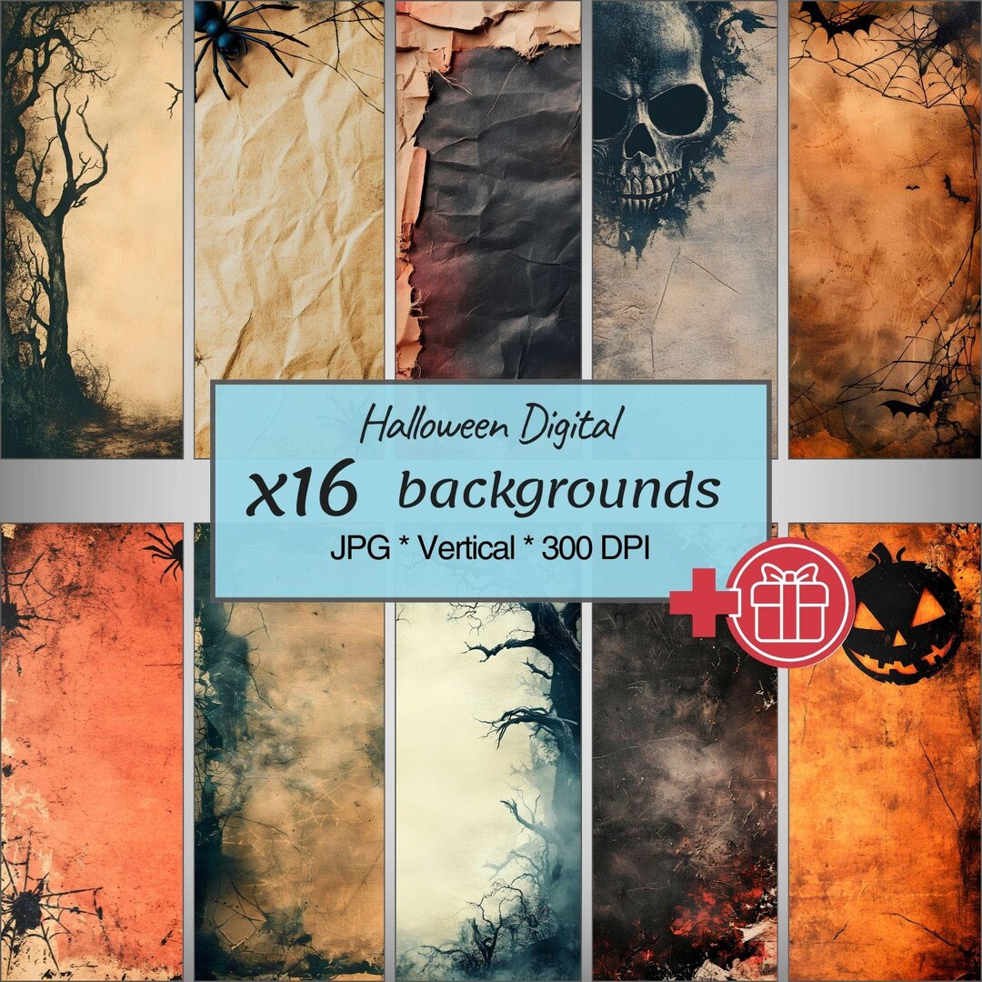 16 Digital Halloween Paper Background Creepy Halloween, Junk Journal ...