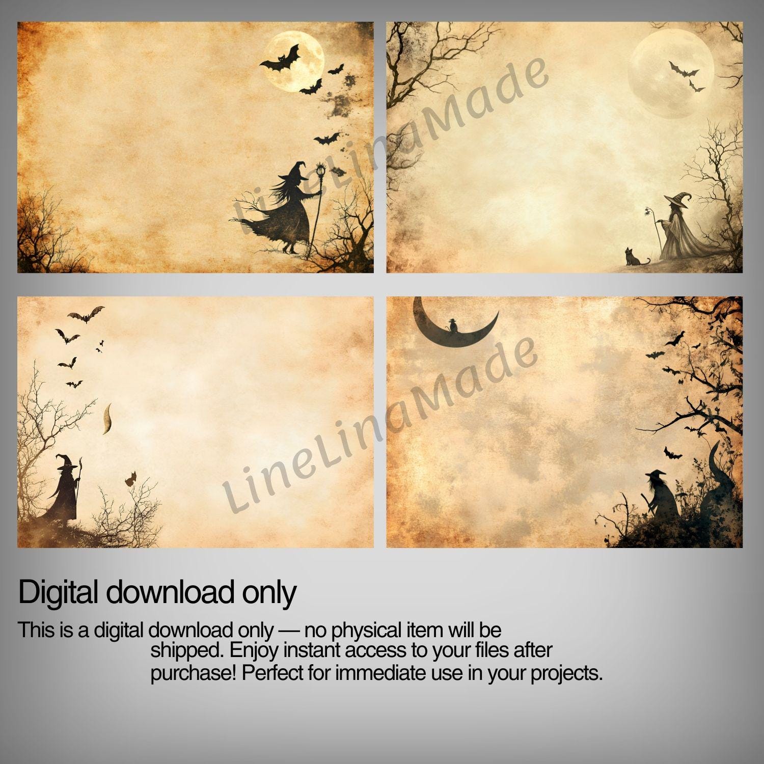 Decor With Dark Scary Witches for Halloween. Junk Journal Halloween ...