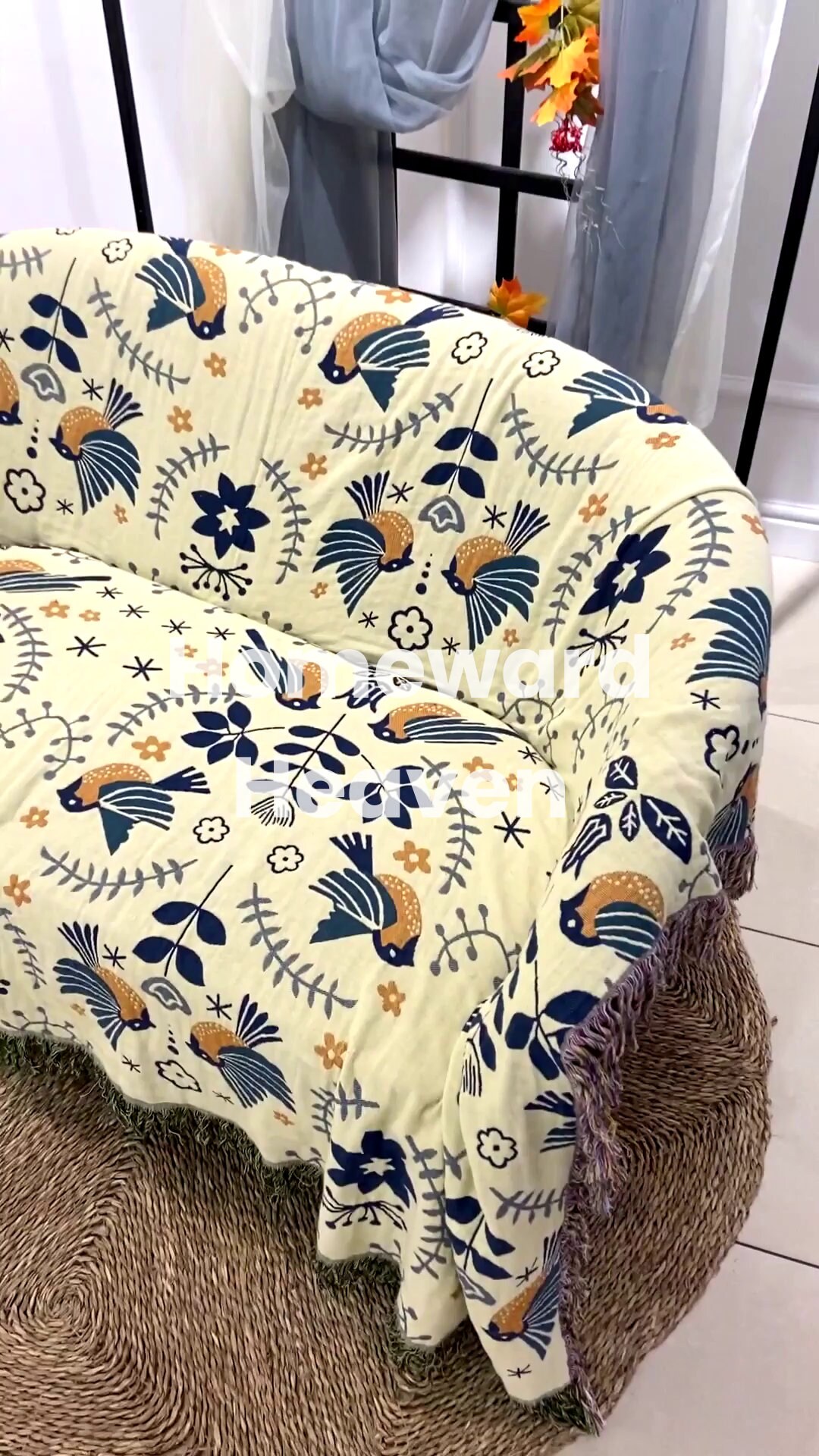 Reversible Scandi Nordic Teal Sofa Throw Blanket Boho Throw Bed Blanket ...