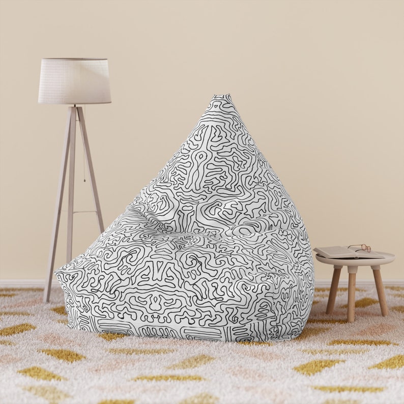 TOPO LOCO Black Line Bean Bag Chair Cover - Etsy