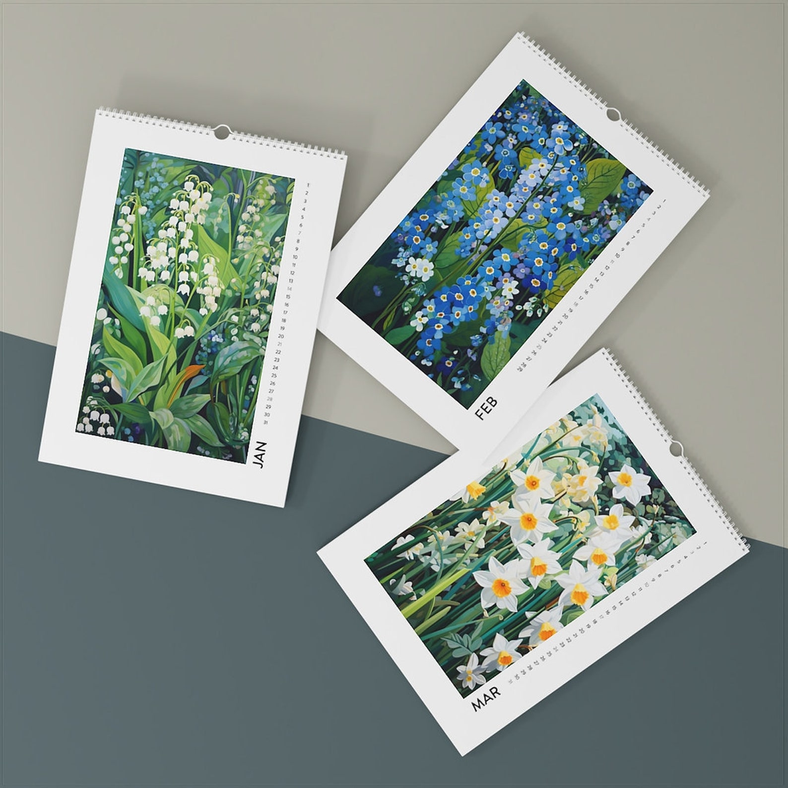 FANTASTIC FLOWERS 2024 Floral Wall Calendar Handcrafted Monthly Planner ...