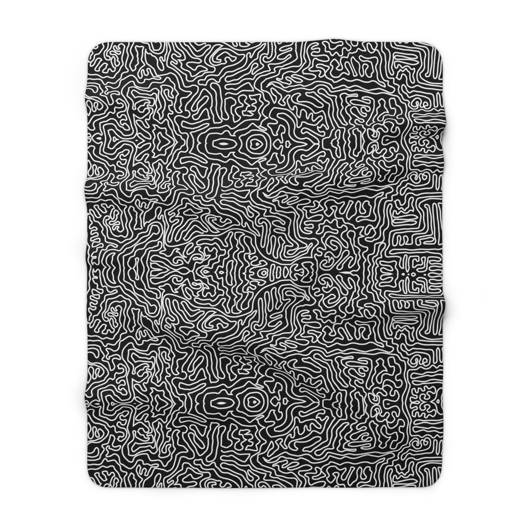CONCENTRIC SERIES Kaleidoscope Maze on Black Sherpa Blanket - Etsy