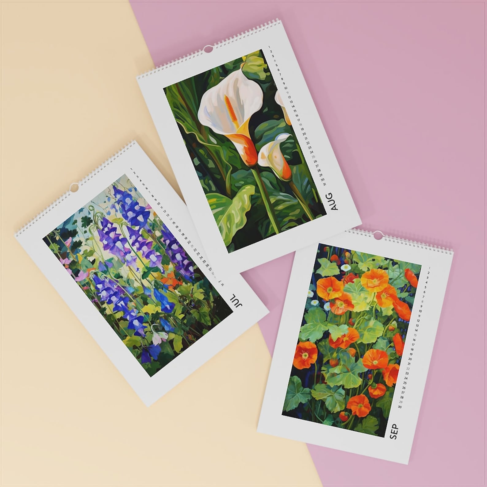 FANTASTIC FLOWERS 2024 Floral Wall Calendar Handcrafted Monthly Planner ...