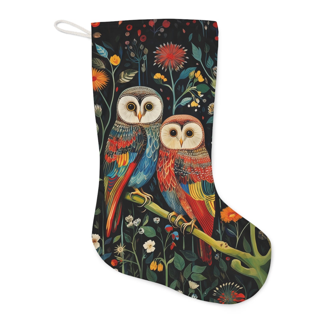 HOLIDAY SANTA STOCKING Woodland Owls Stocking, Christmas Decor, Kids ...
