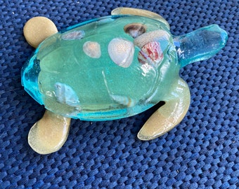 Resin Sea Turtle, Resin Turtle, Flower Turtle, Handmade Turtle, Beach ...