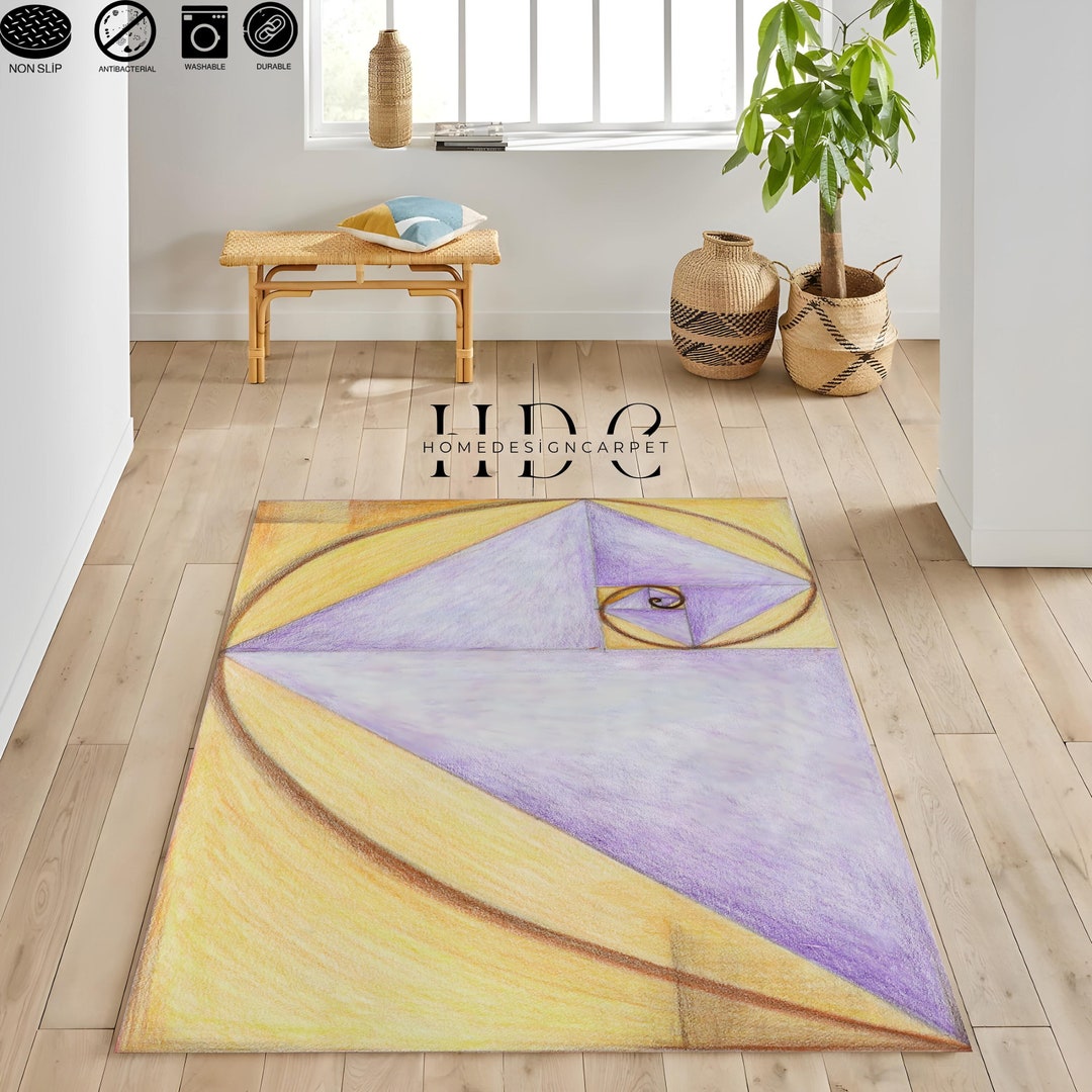 Fibonacci Spiral Printed Rug / Kitchen Area Rug / Fibonacci Art Rug ...