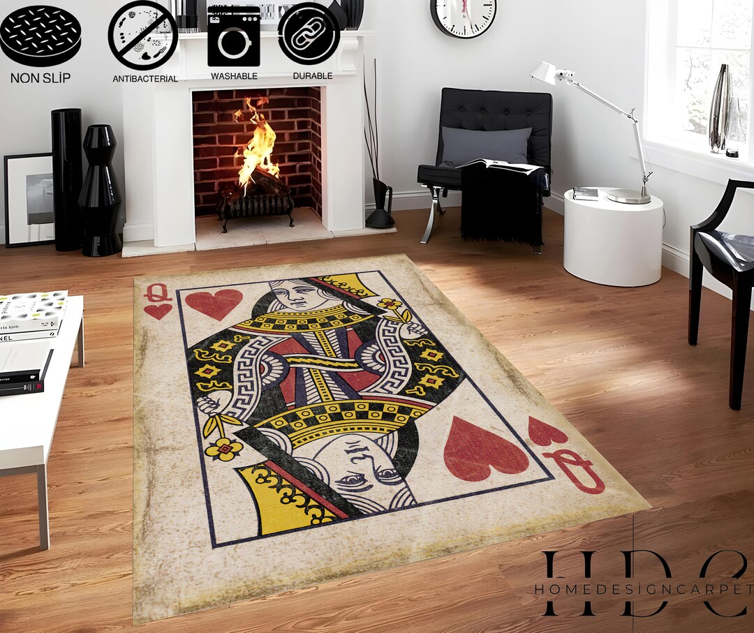 Queen of Hearts Playing Card Rug / Playing Cards Rug / Playing Cards ...