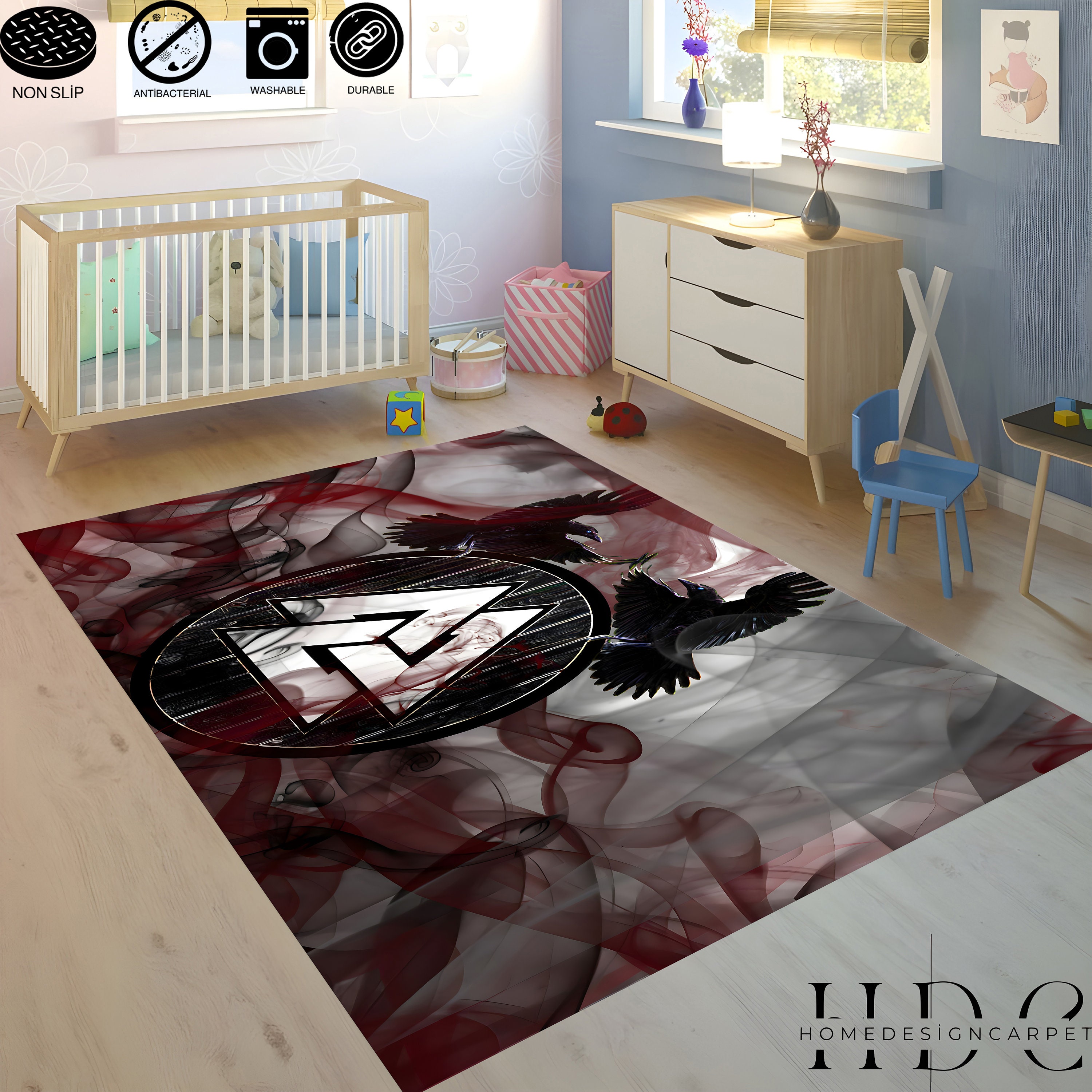 Viking Design Magical Rug / Vivid Color Printed Carpet / Machine ...