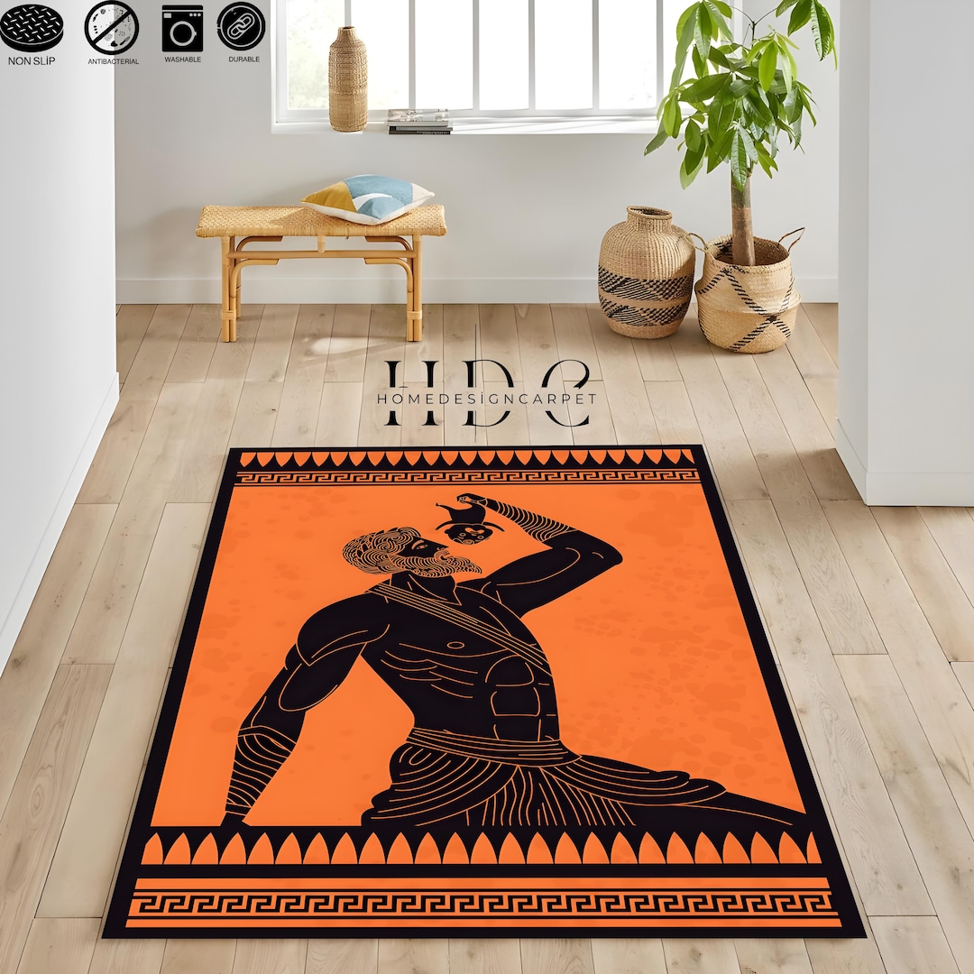 Greek God Themed Rug / Greek Pattern Rug / Greek Motifs Rug / Living ...