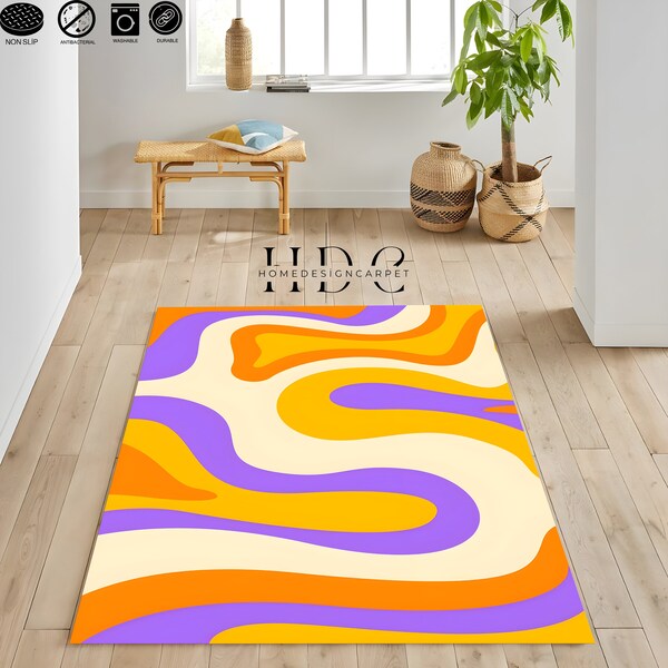 Orange Mid Century Rug - Etsy