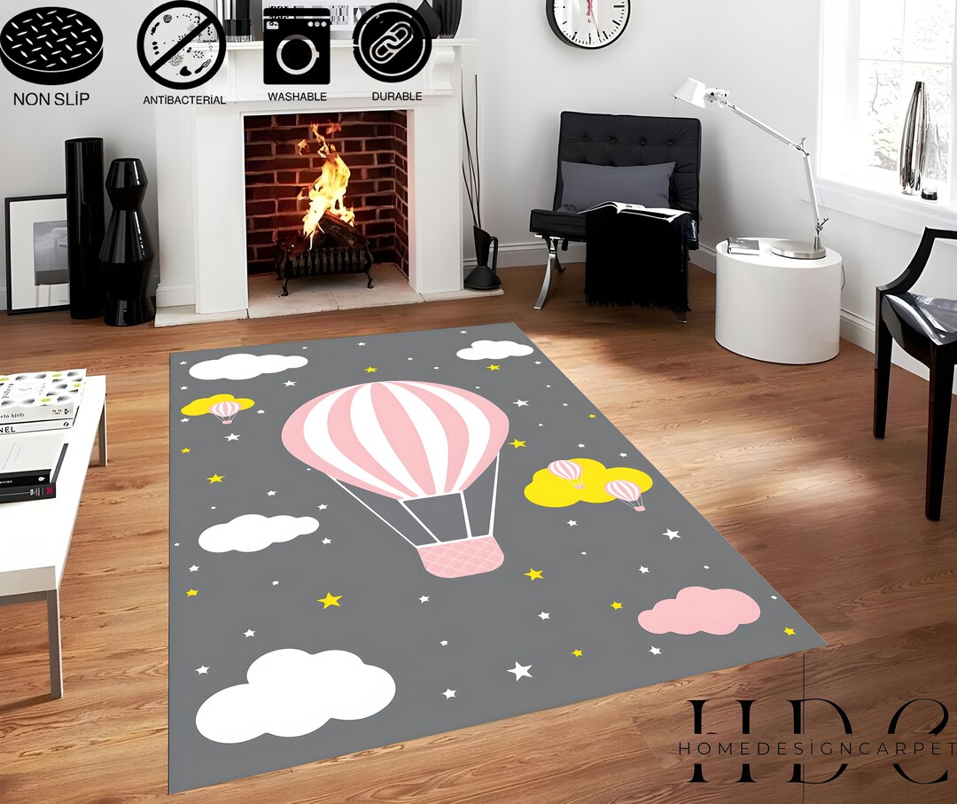 Air Balloon Rug / Cute Colorful Clouds Rug / Kids Room Decor ...