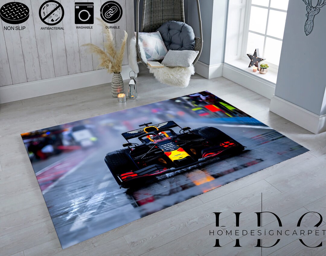Formula Fan Sport Car Rug / Formula Racing Rug / F1 Pattern Rug / High ...