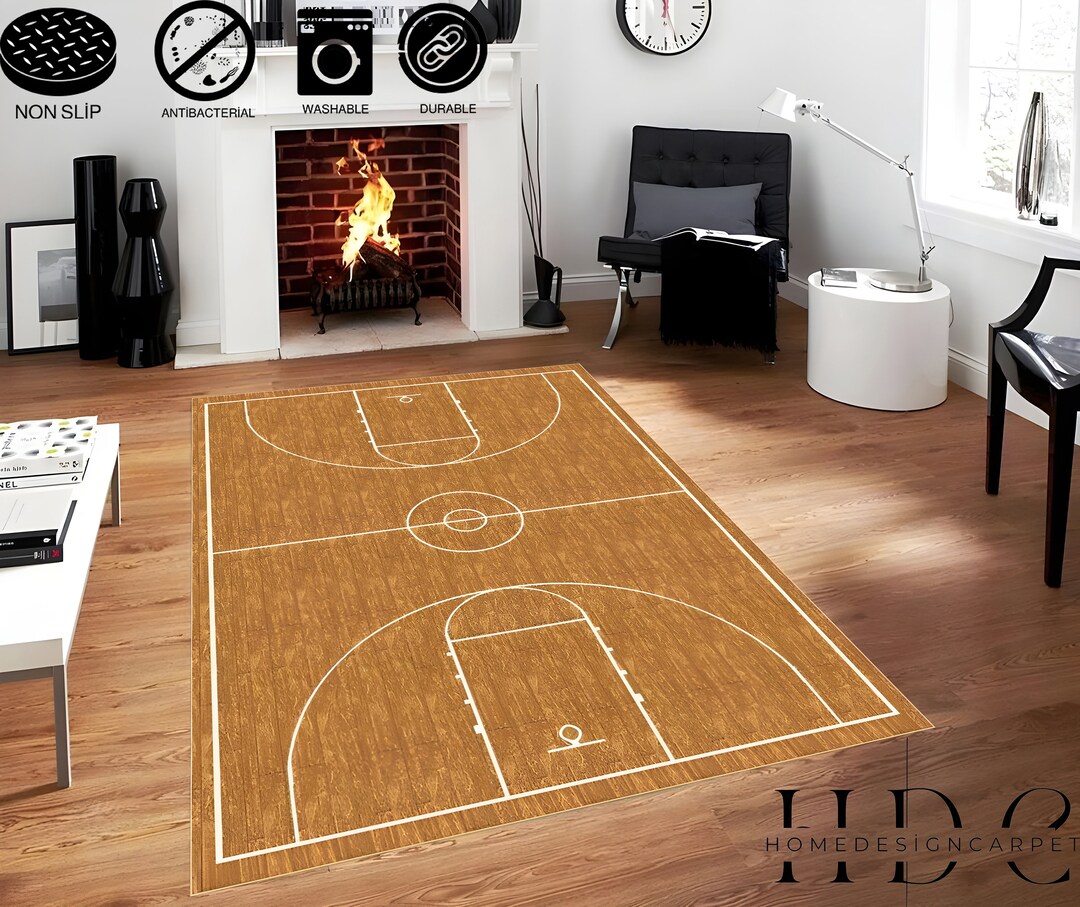 Brown Basketball Court Pattern Rug / Basketball Team Rug / Basketball ...