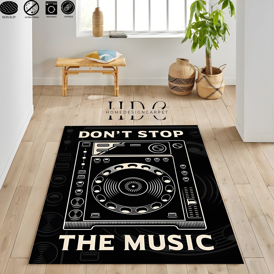 Don't Stop the Music / Music Room Rug / Black Decor Rug / Music Decor ...