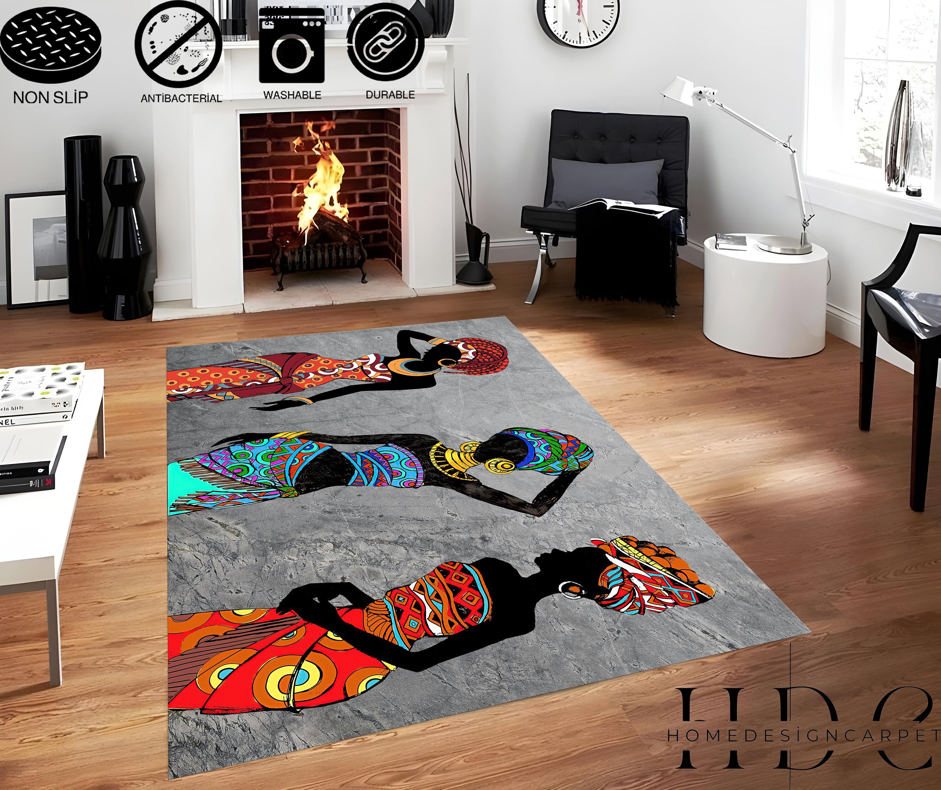 Dancing African Lady Rug / Retro African Rug / African Woman Rugs / Art ...