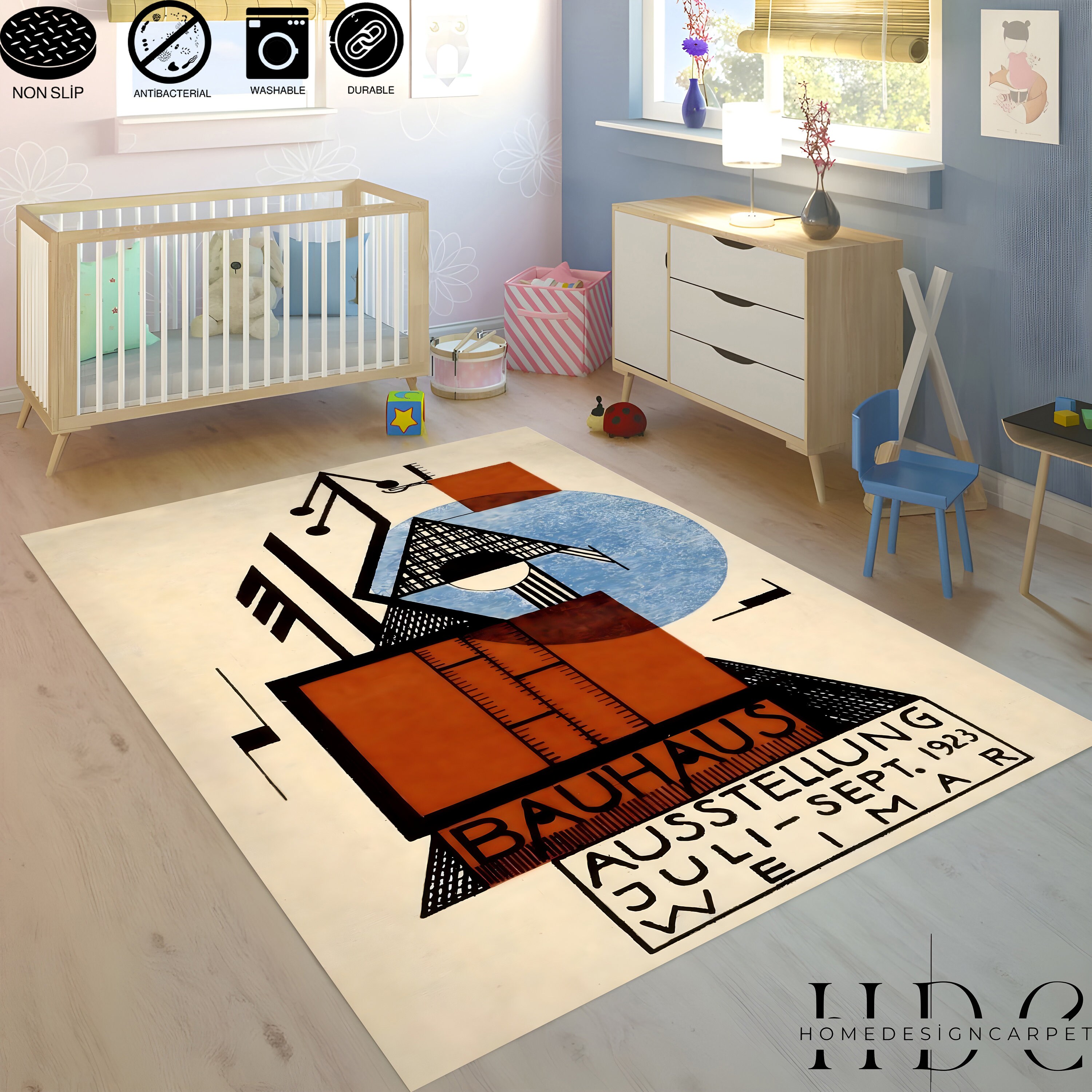 Bauhaus Exhibition Pattern Rug / Mid Century Modern Rug / - Etsy