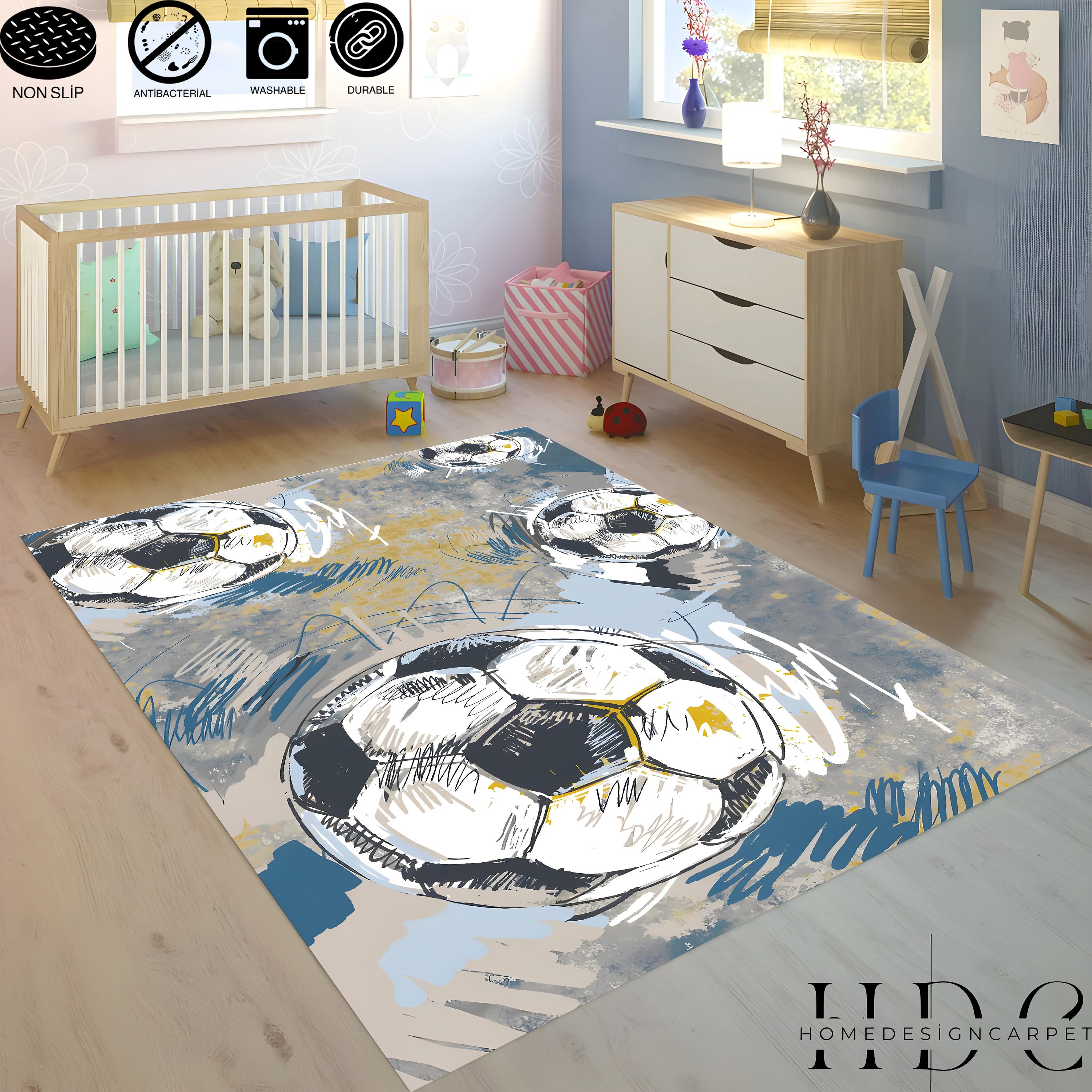 Soccer Ball Rug / Football Ball Rug / Soccer Ball Art Rug / Custom Rug ...