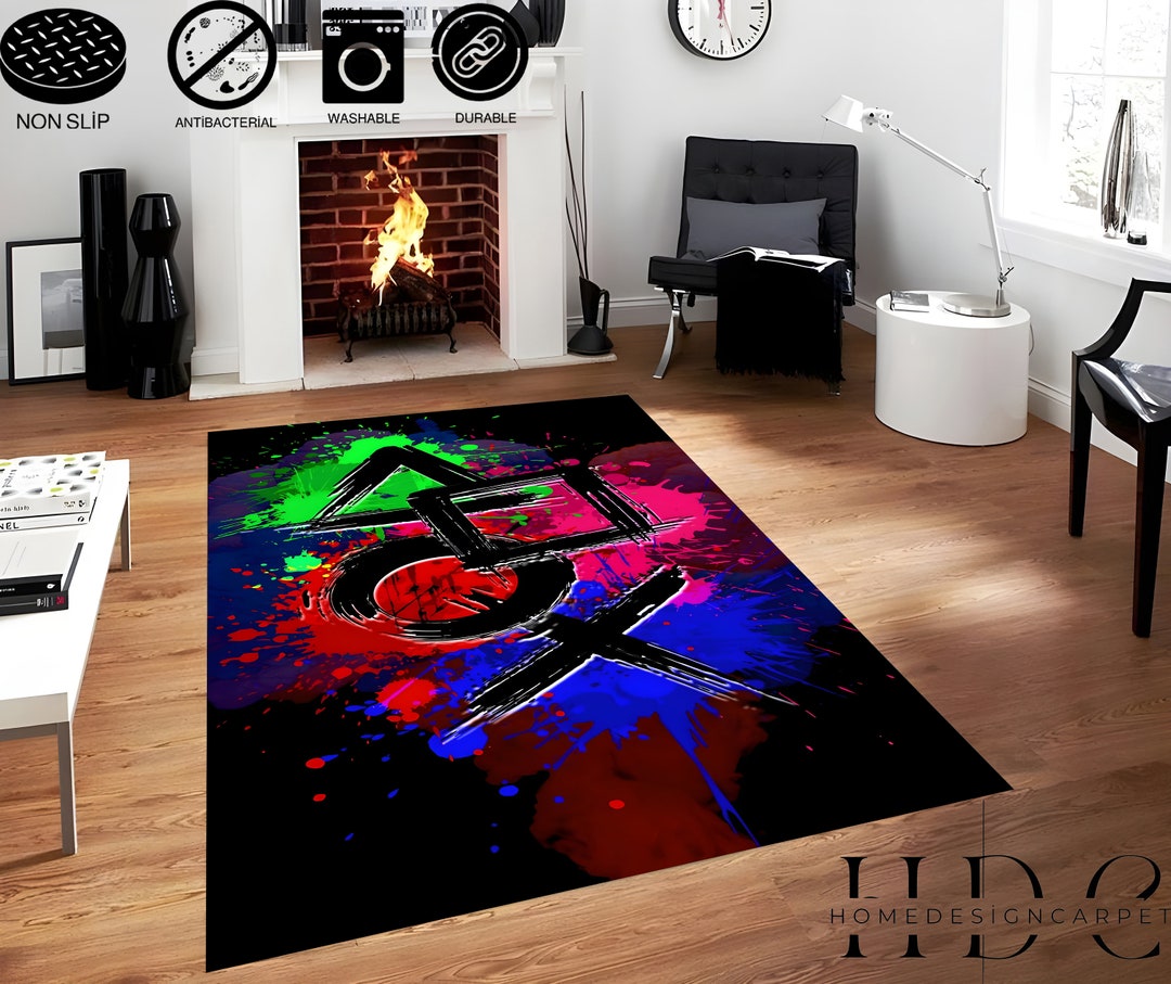 Neon Game Rug / Gift Rug / Gamer Rug / Game Controller / Washable ...