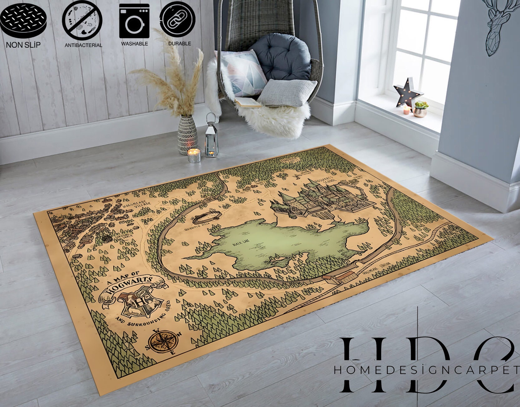 Castle Map Rug / Vintage Map Rug / Map Area Rug / Best Movie Rug ...