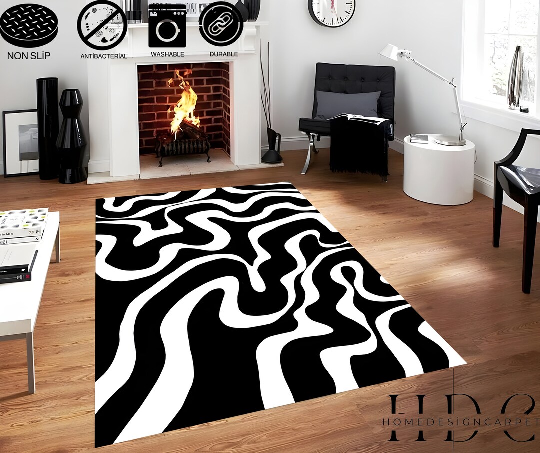 Design Pattern Rug / Modern Rug / Minimalist Rug / Black and White Rug ...