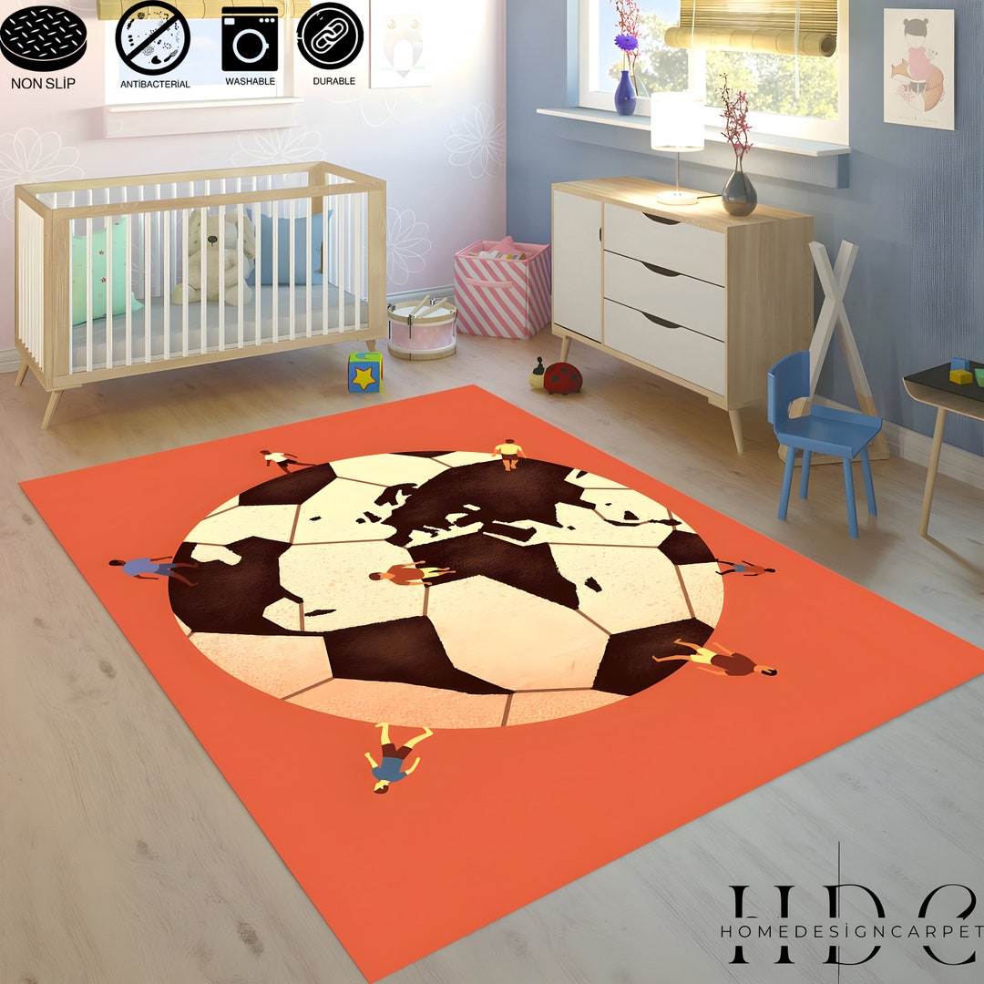 Soccer Ball Rug / Football Ball Rug / Soccer Ball Art Rug / Soft Area ...