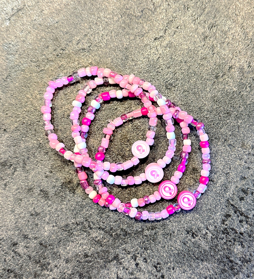 Breast Cancer Awareness Bracelets, Personalized Beaded Bracelets ...
