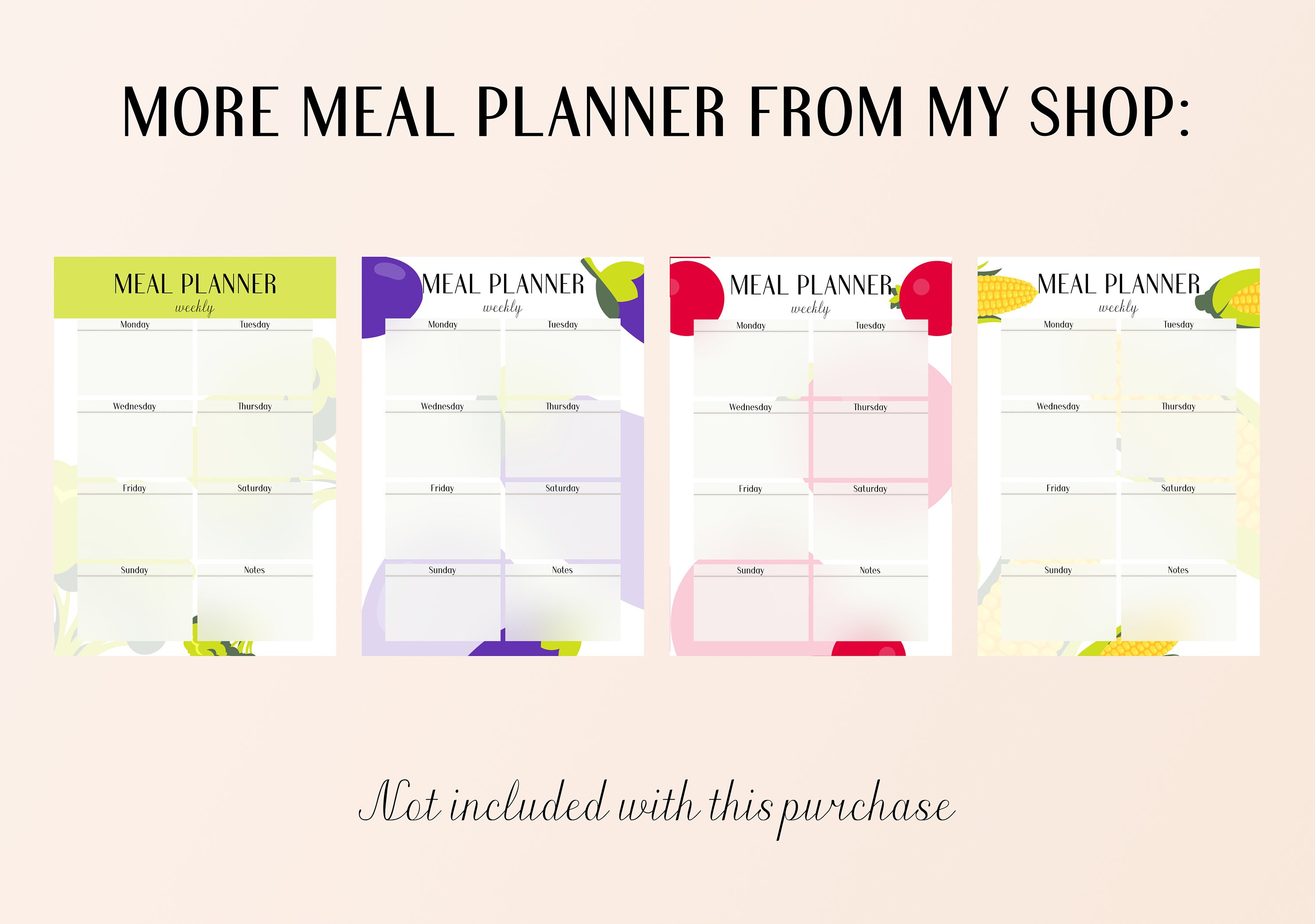 Printable Weekly Kid's Meal Planner With Bell Pepper for - Etsy