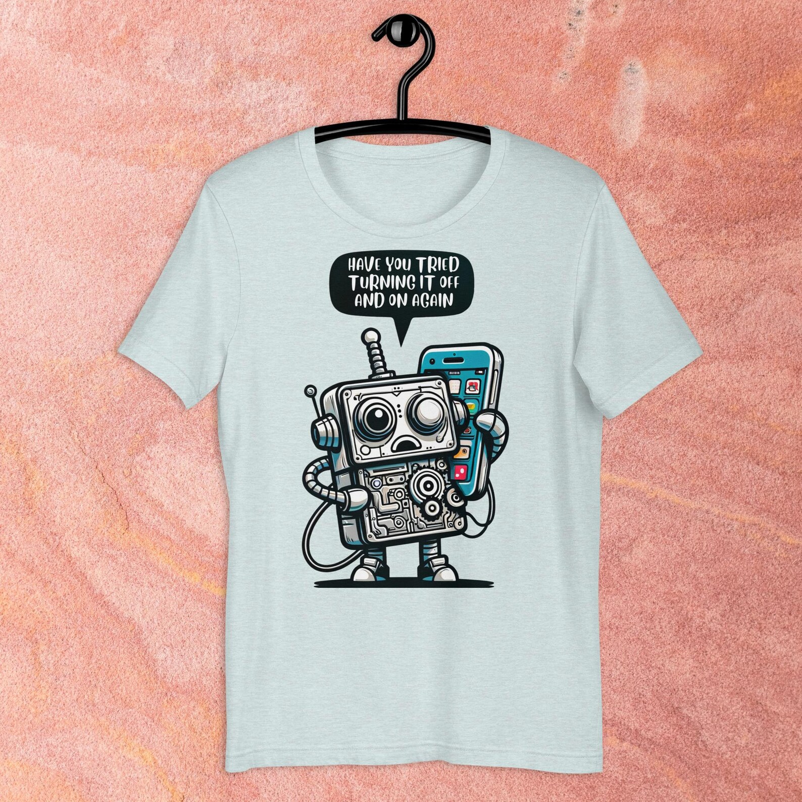 Funny Tech T-shirt Design Cartoon Robot With Smartphone - Etsy