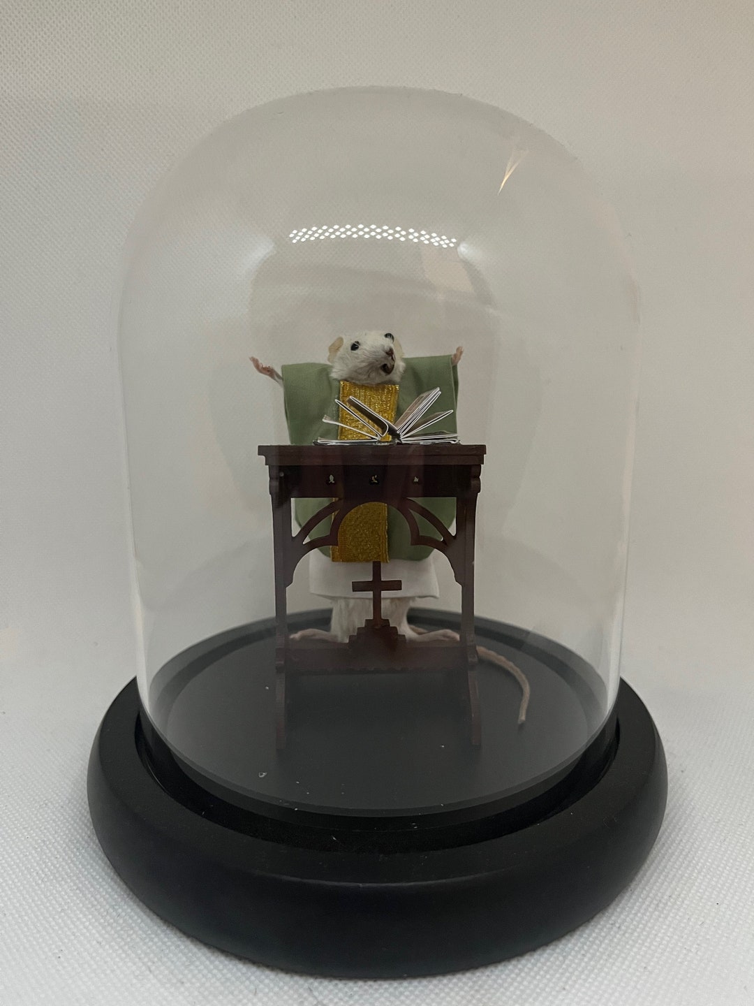 Taxidermy Mouse Priest in Glass Dome Anthropomorphic Catholic Church ...
