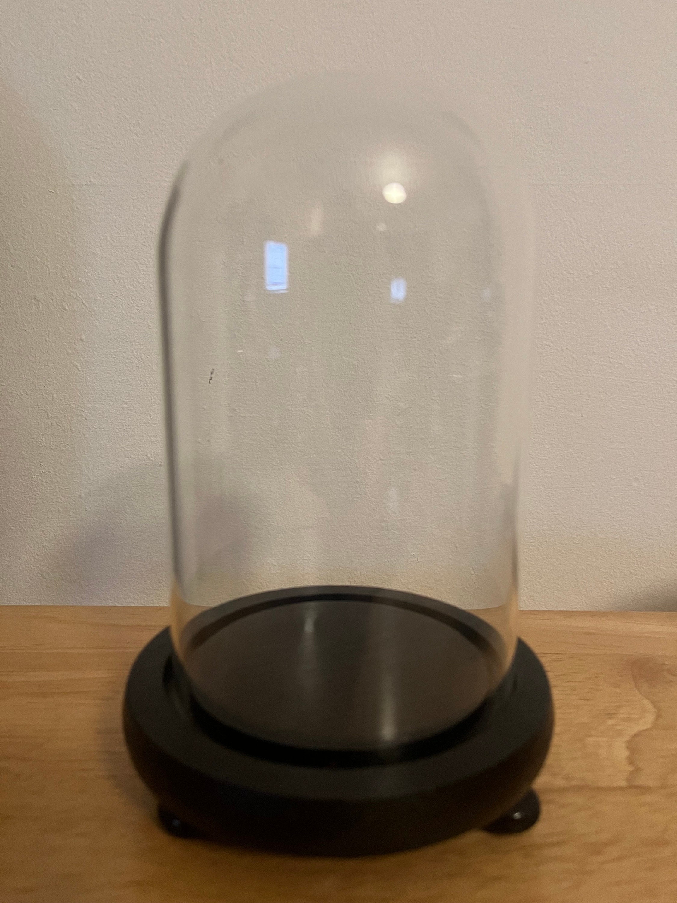 Glass Dome With Black Wooden Base on Legs | 15 V 12 Cm (h, W) | Small ...
