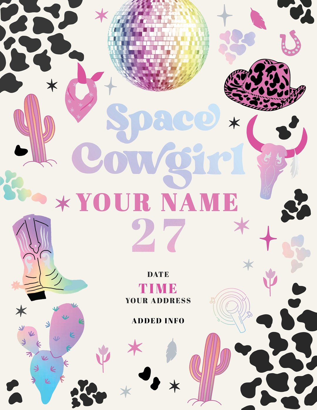 Space Cowgirl Party Invitation - Etsy