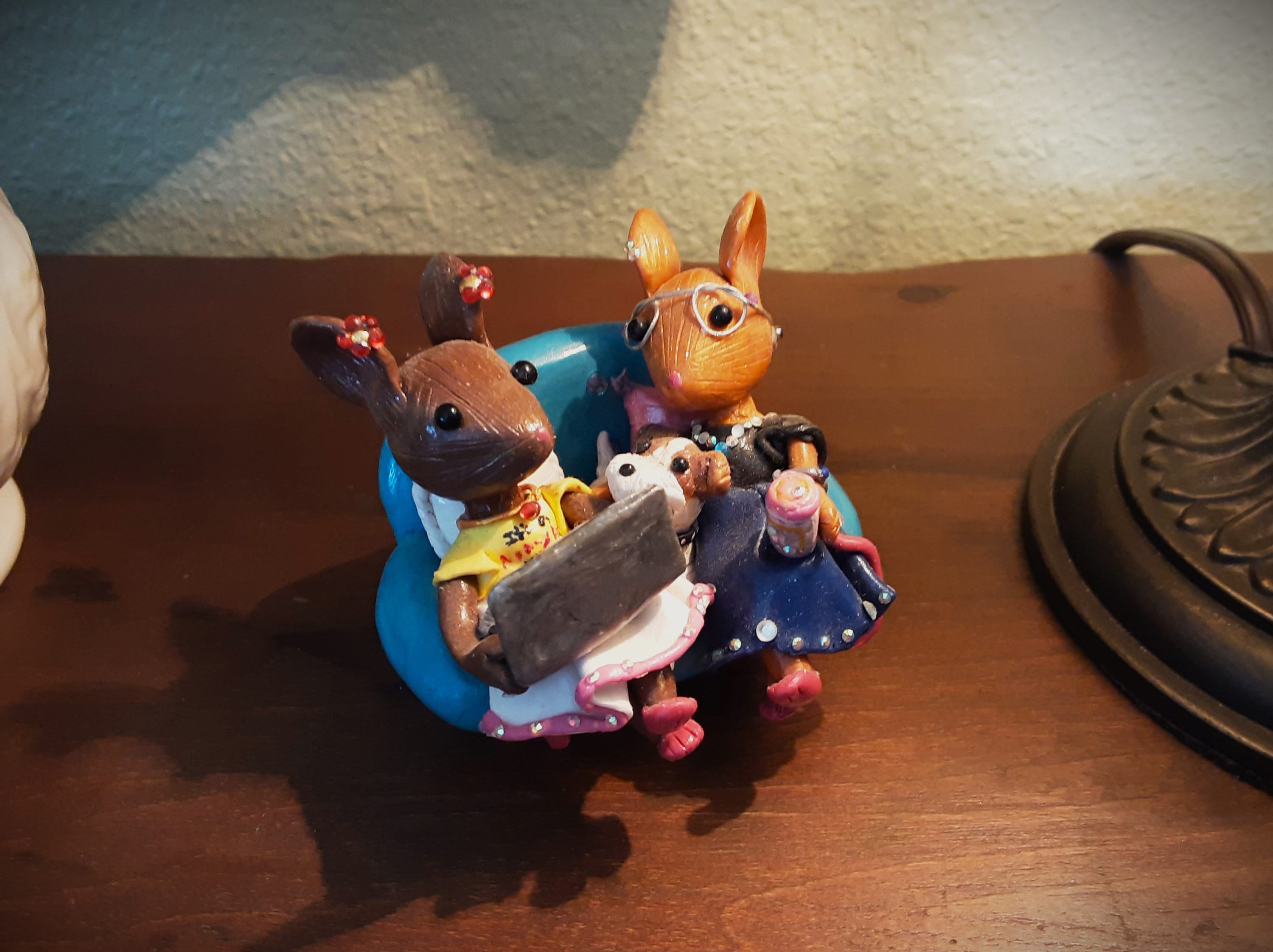 2 CUSTOM Clay Mice on Couch Two Family Mice Figurines, Personalized ...