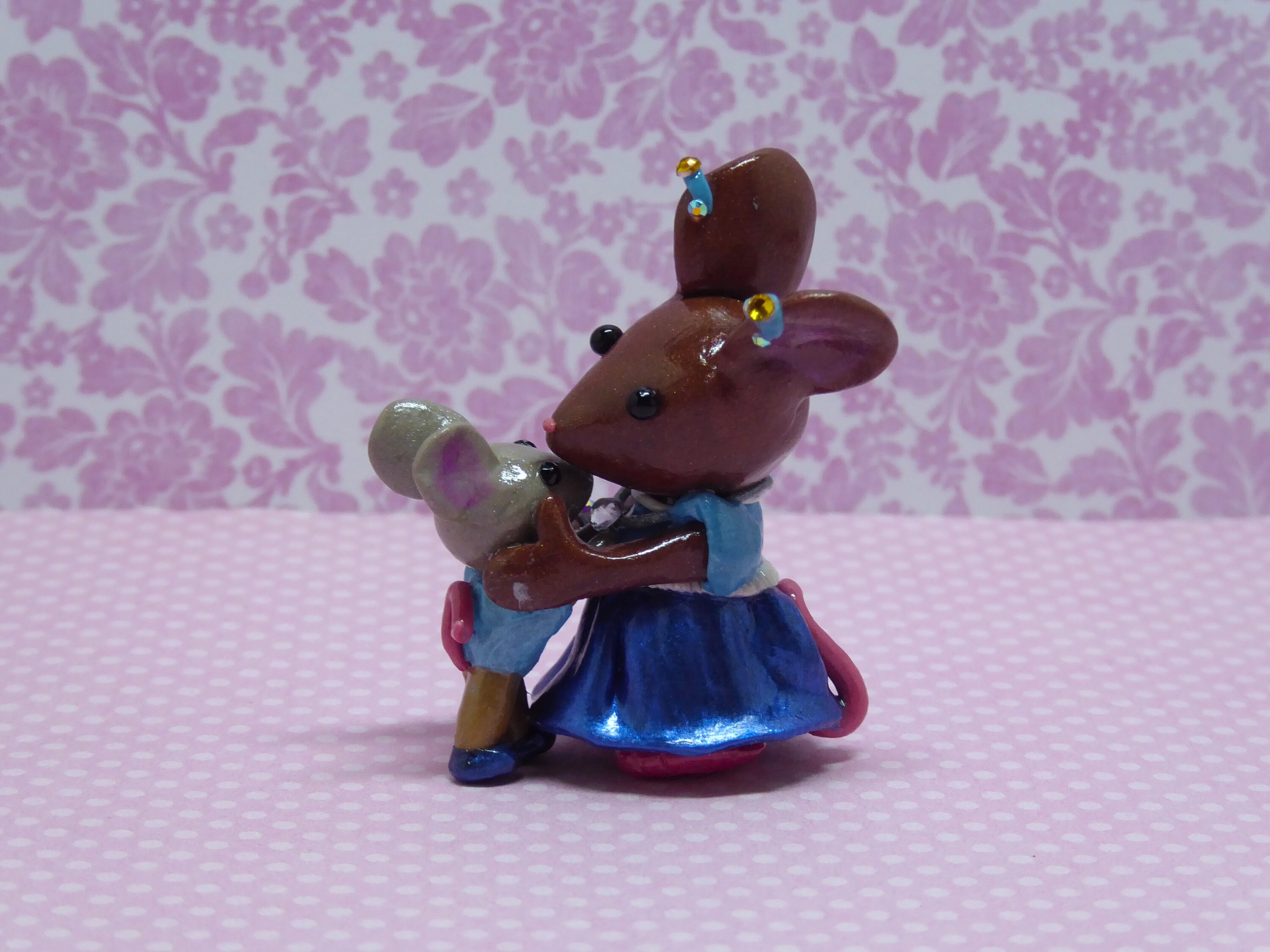 Mother Mouse With Little Mouse, Handsculpted Polymer Clay Mouse ...