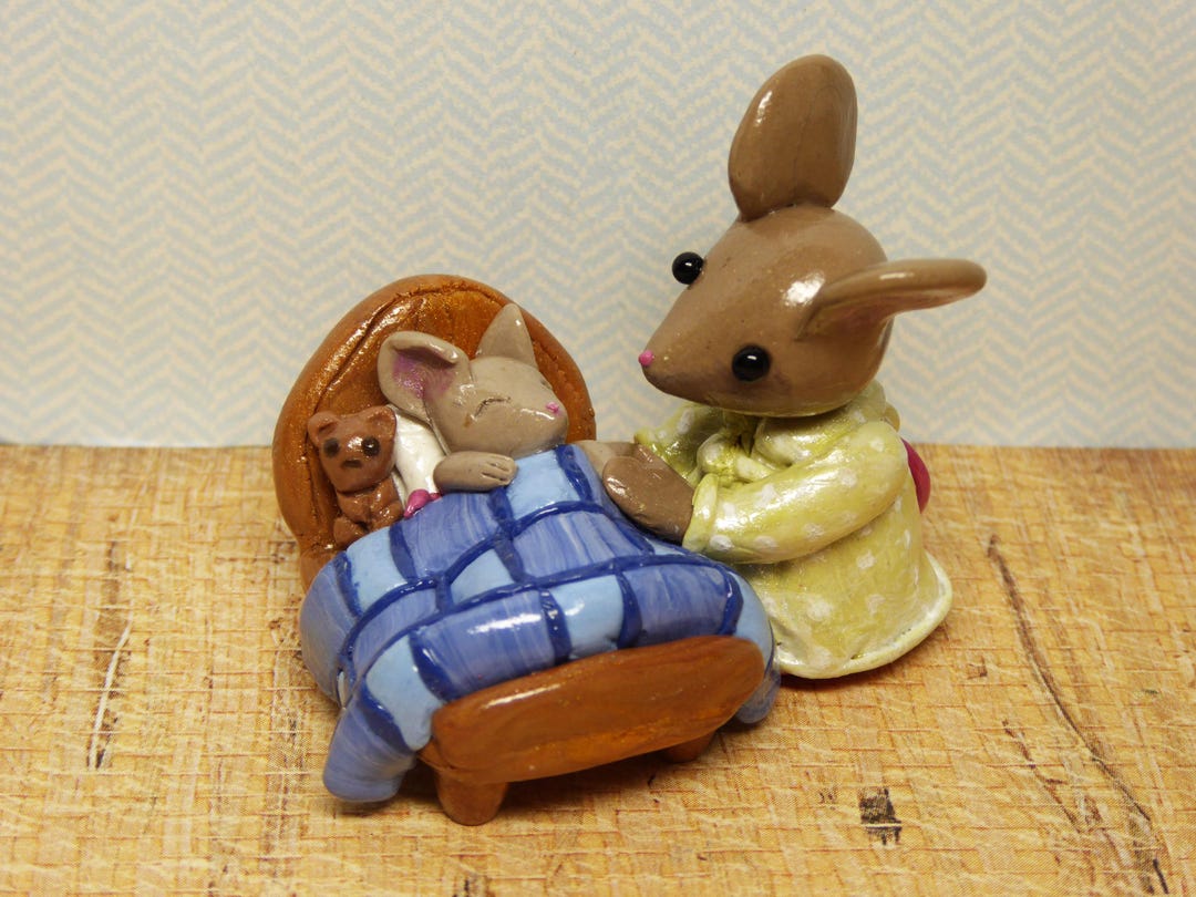 CUSTOM Bedtime Mouse, Little One With Mother Mouse, Mice and Bed ...