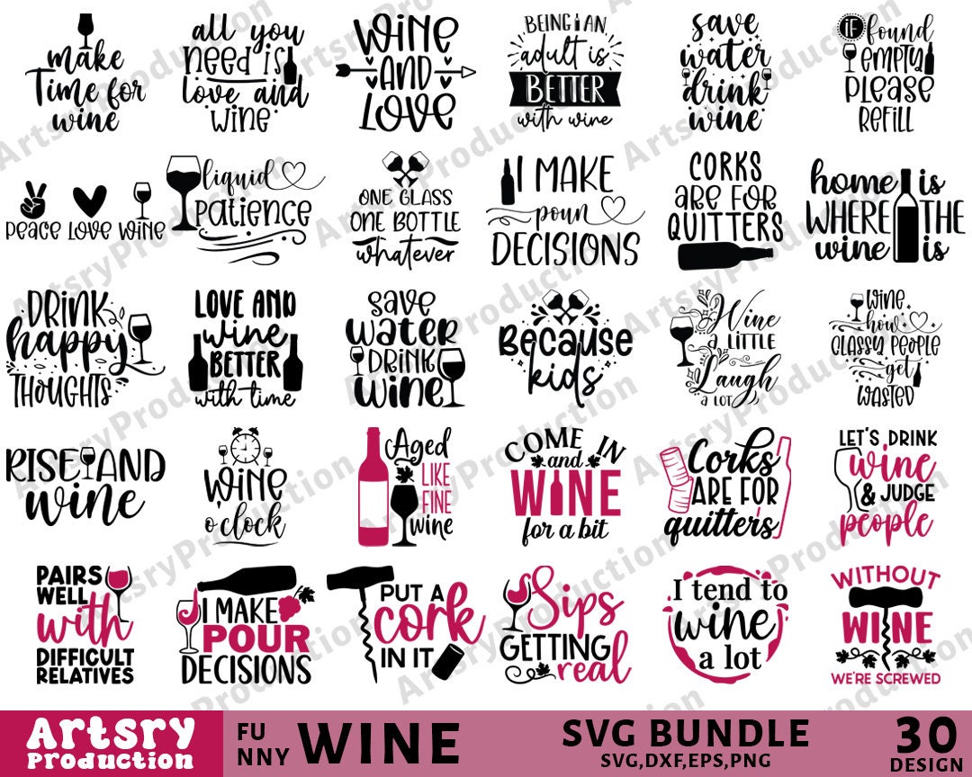 Wine Svg Bundle, Wine Svg, Alcohol Svg Bundle, Wine Glass Svg, Funny ...