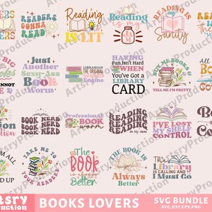 Book Lover Svg Bundle, Love to Read Svg, Reading SVG Bundle, Book Svg ...