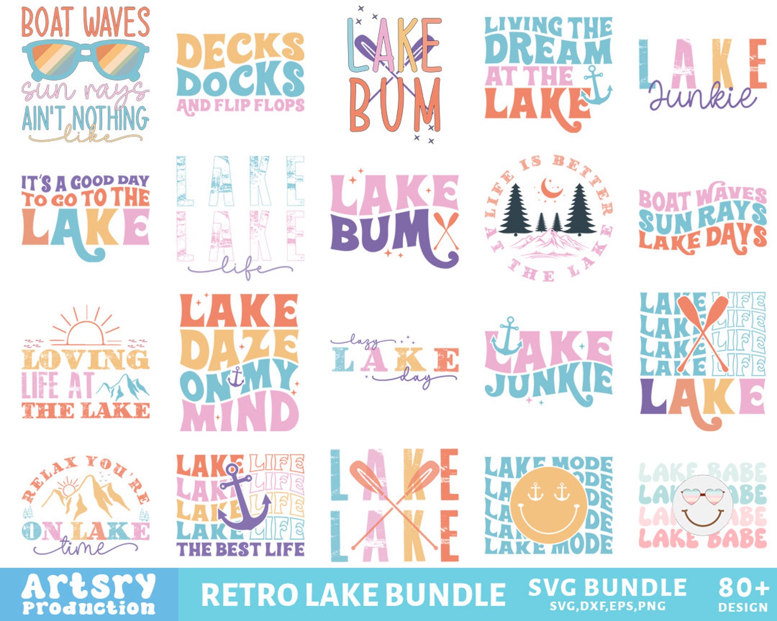 Retro Lake Svg Bundle, Lake Quotes Svg, Lake Life Svg, Lake Shirt ...