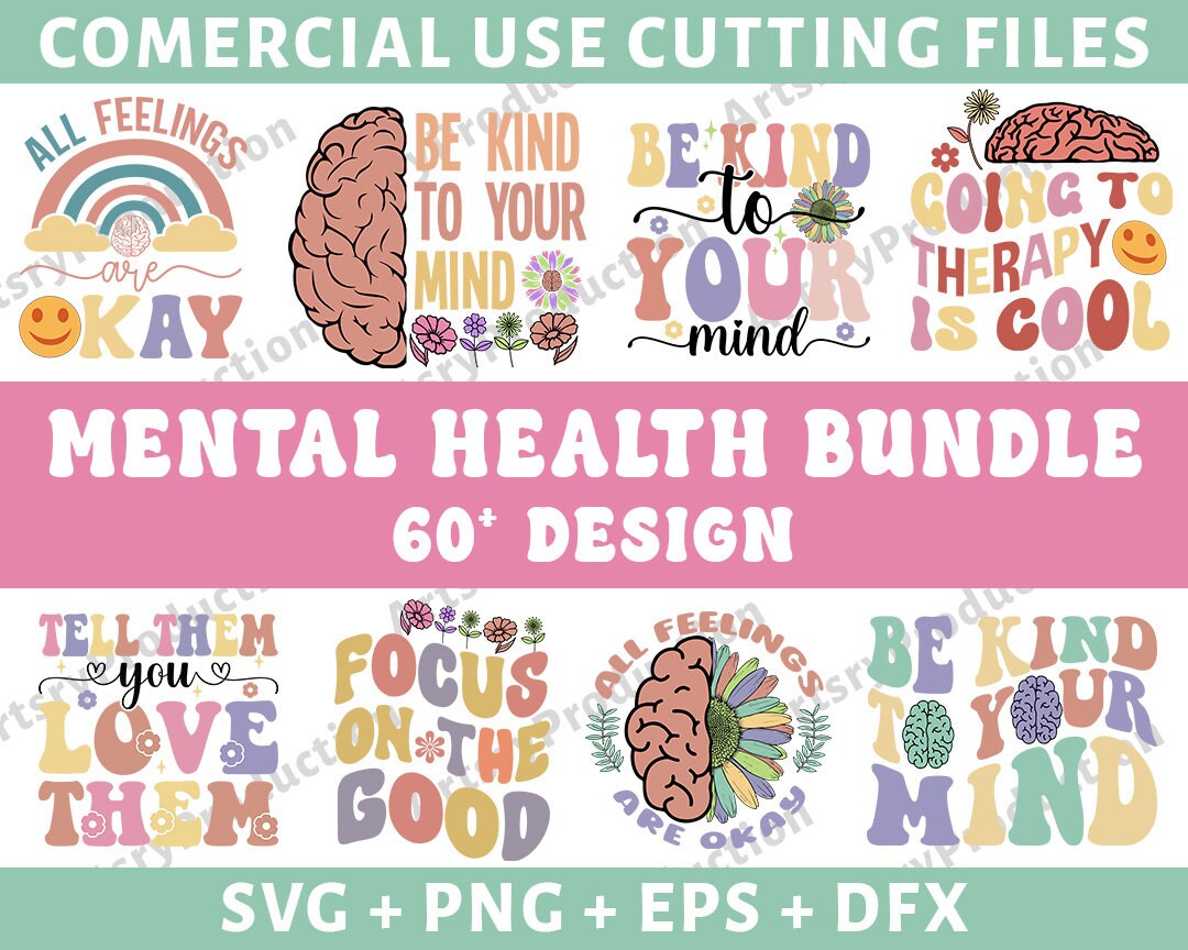 Retro Mental Health SVG Bundle, Inspirational Svg, Positive SVG ...