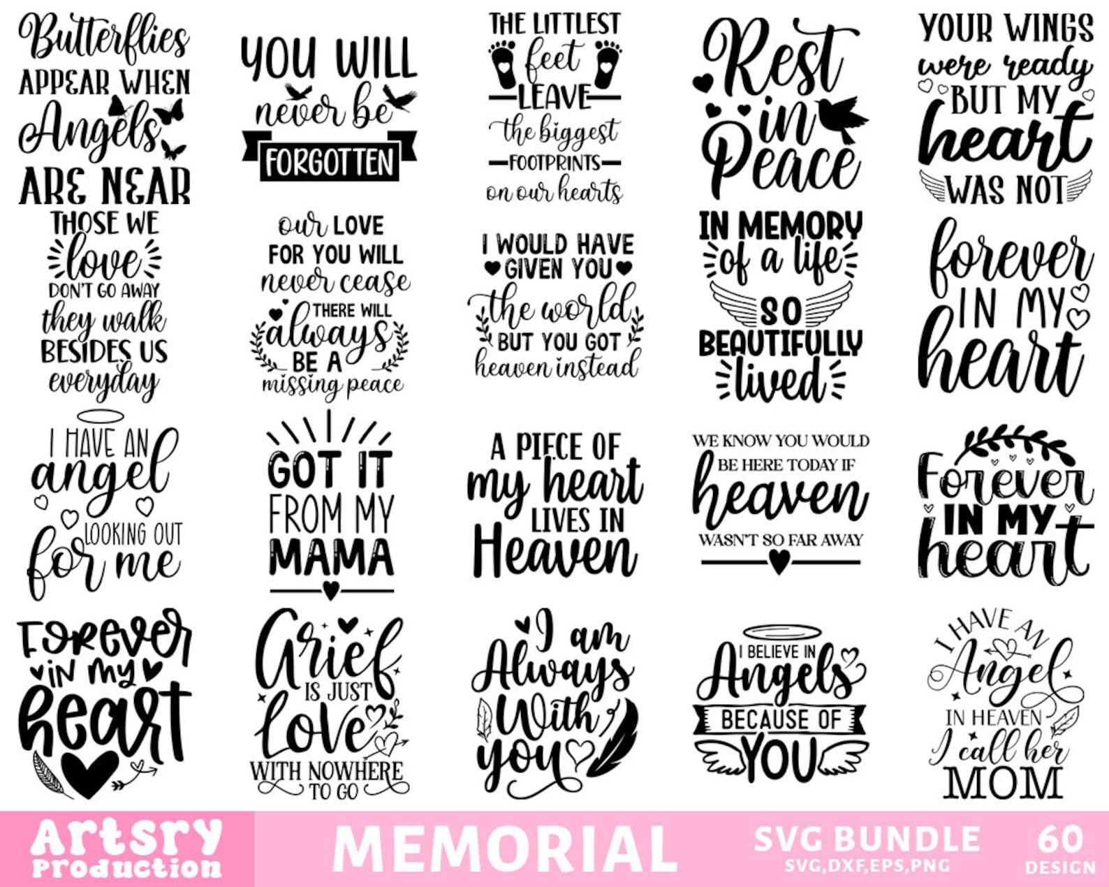 Memorial Svg Bundle, Bereavement Svg, Memorial Quotes Svg, Sympathy Svg ...