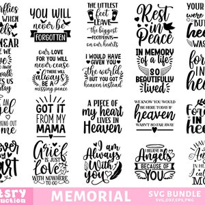 Memorial Svg Bundle, Bereavement Svg, Memorial Quotes Svg, Sympathy Svg ...