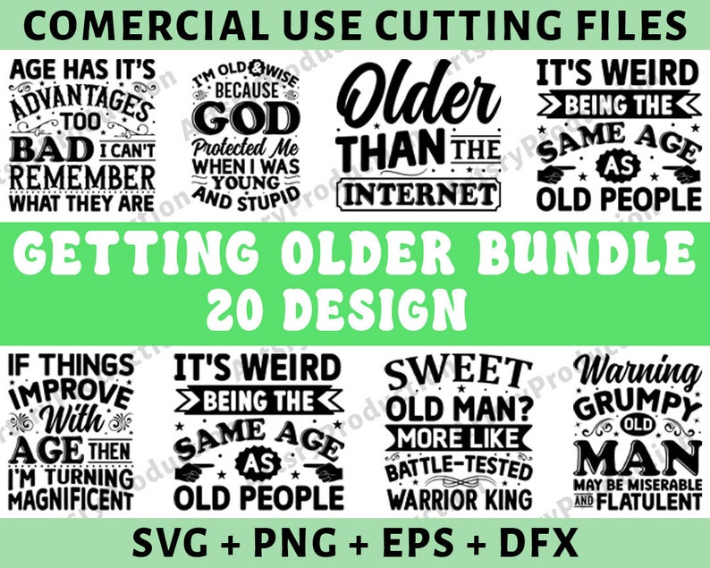 Funny Vintage Getting Older Birthday Bundle, Grumpy Old Man Svg Bundle ...