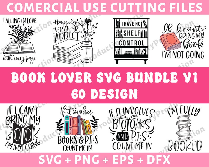 Book Lover Bundle SVG File, Love to Read Svg, Library Svg, Flower Books ...